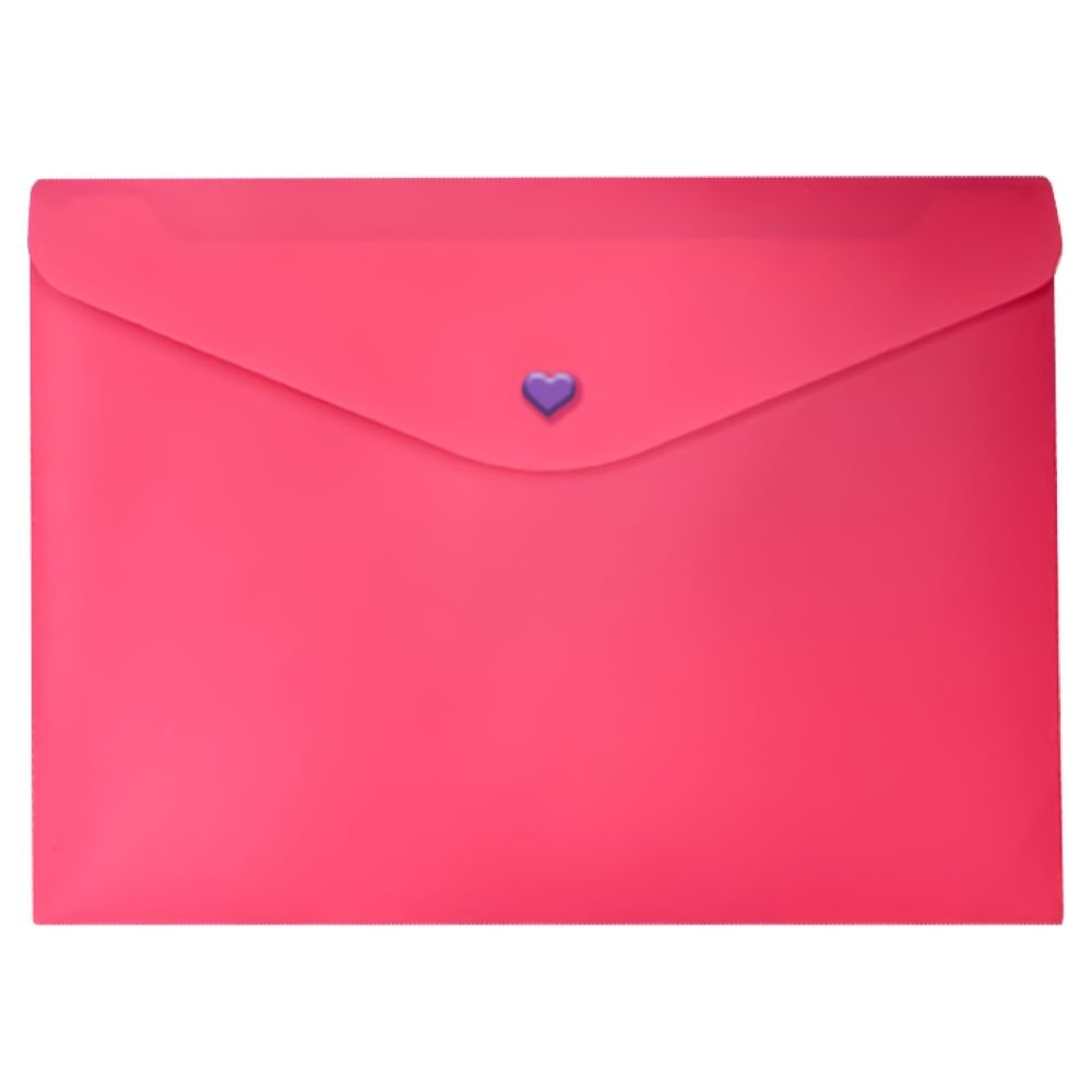 Pasta Envelope Com Botão Coração A4 Full Color Rosa Pink - Bom Preço ...